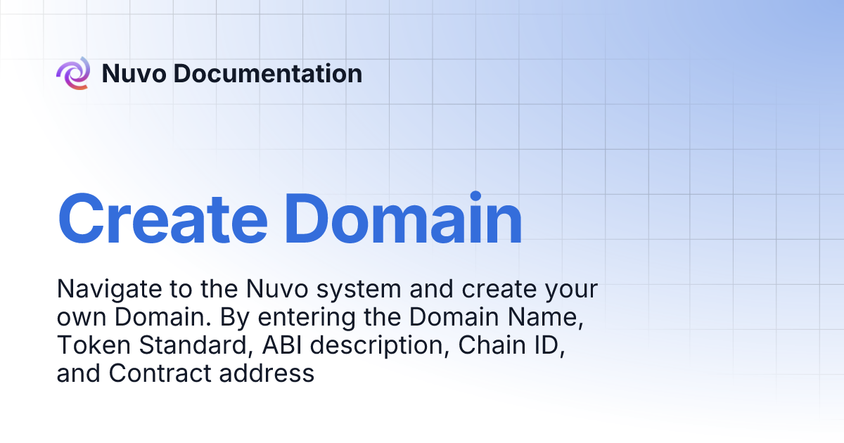 Create Domain | Nuvo Documentation