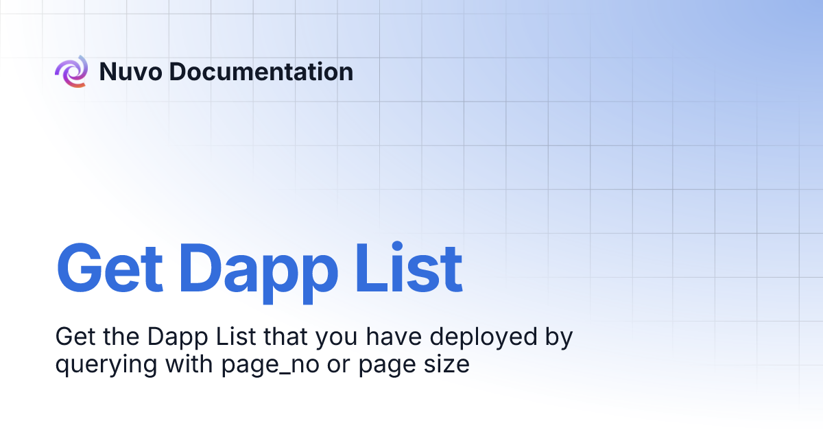 Get Dapp List | Nuvo Documentation